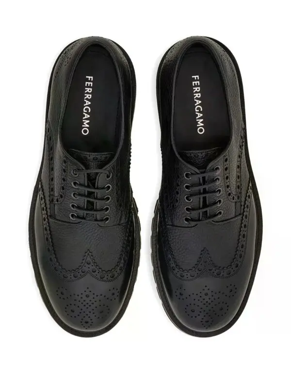 FERRAGAMO Brogue Derby Shoes With Chunky Sole