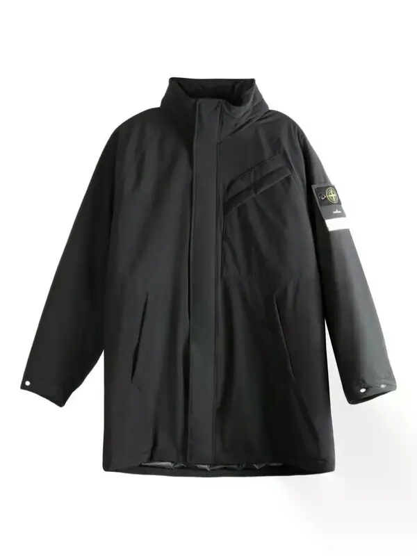 Stone Island Logo-patch Padded Coat - Black