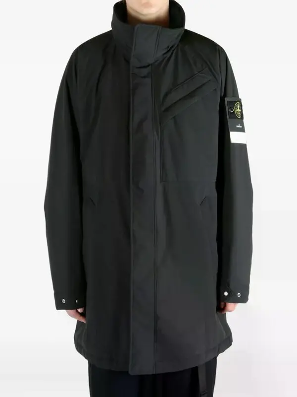 Stone Island Logo-patch Padded Coat - Black