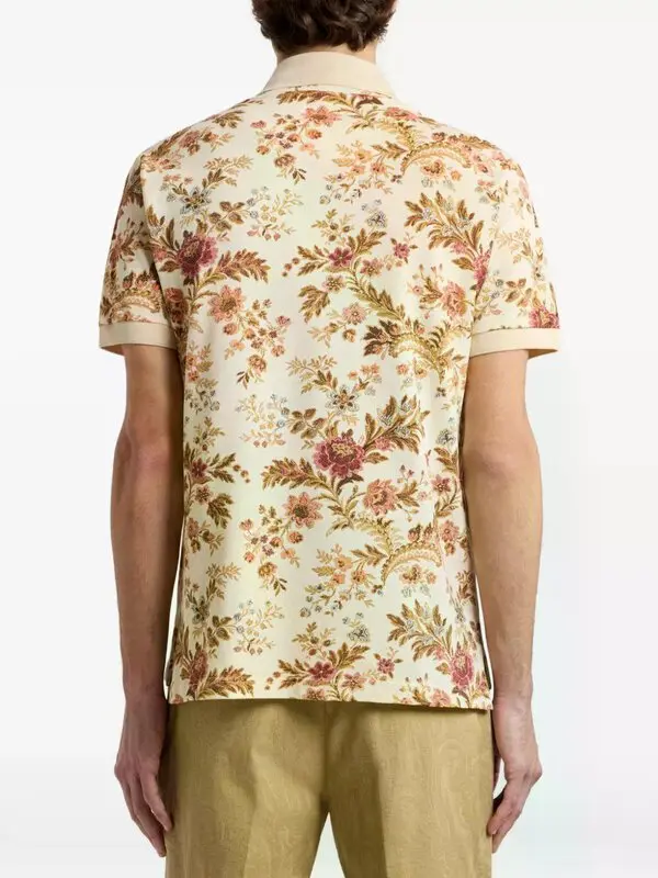 Etro Floral-print Polo Shirt - Neutrals
