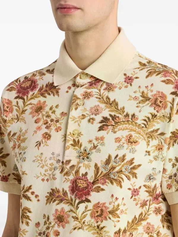 Etro Floral-print Polo Shirt - Neutrals