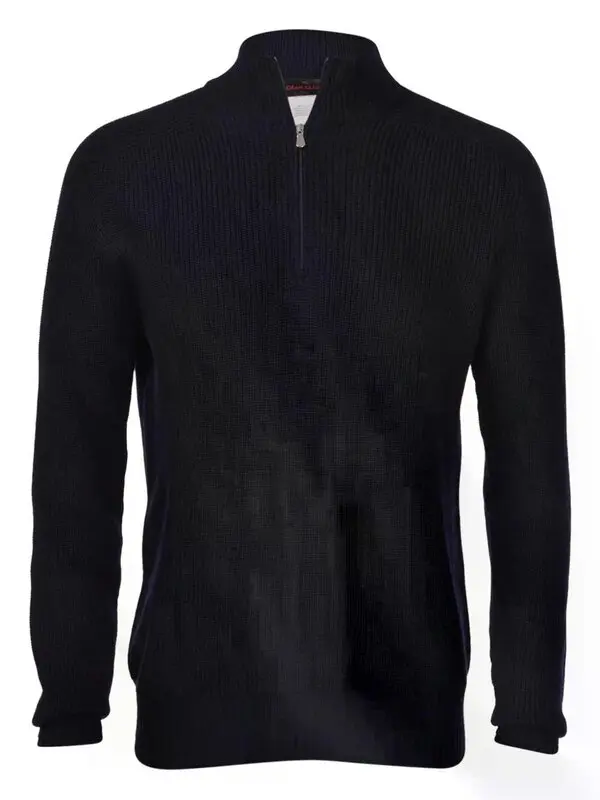 GRAN SASSO Ribbed Zip-neck Sweater