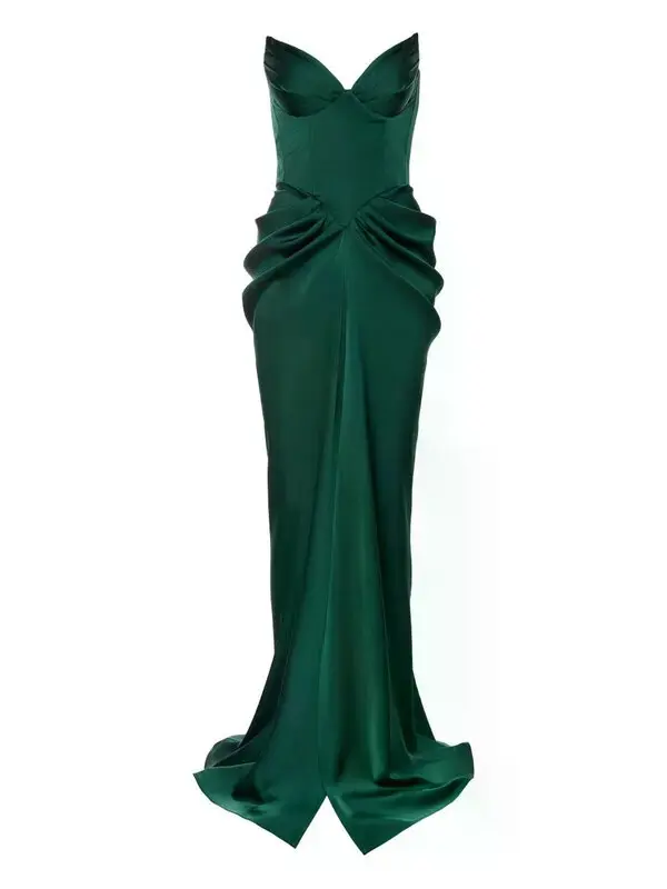 ANA RADU Corset Draped Maxi Dress