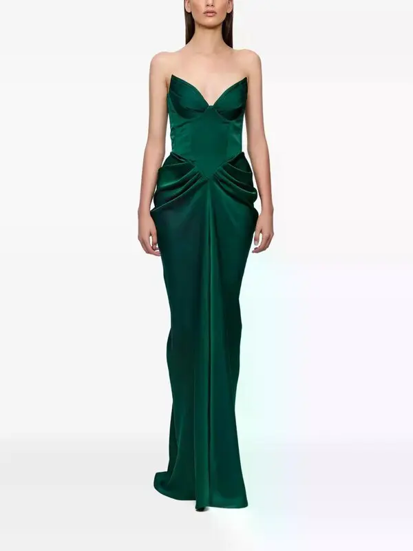 ANA RADU Corset Draped Maxi Dress