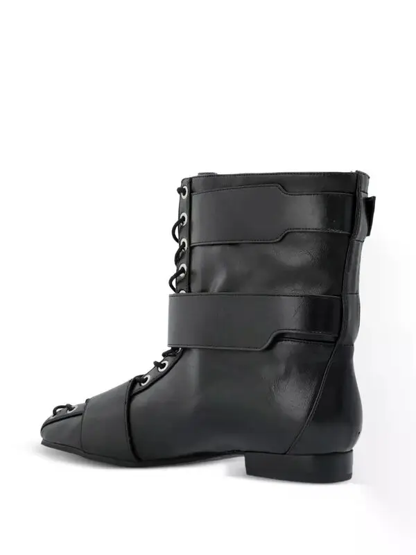 GANNI Buckled Lace-up Combat Boots