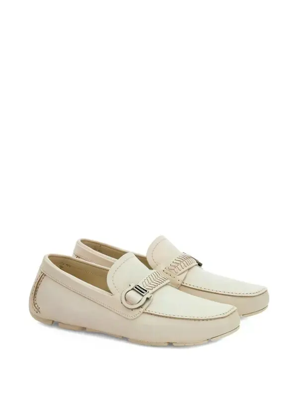 FERRAGAMO Woven-strap Gancini Ornament Loafers