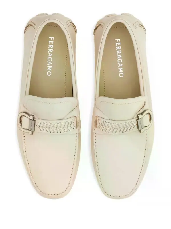 FERRAGAMO Woven-strap Gancini Ornament Loafers