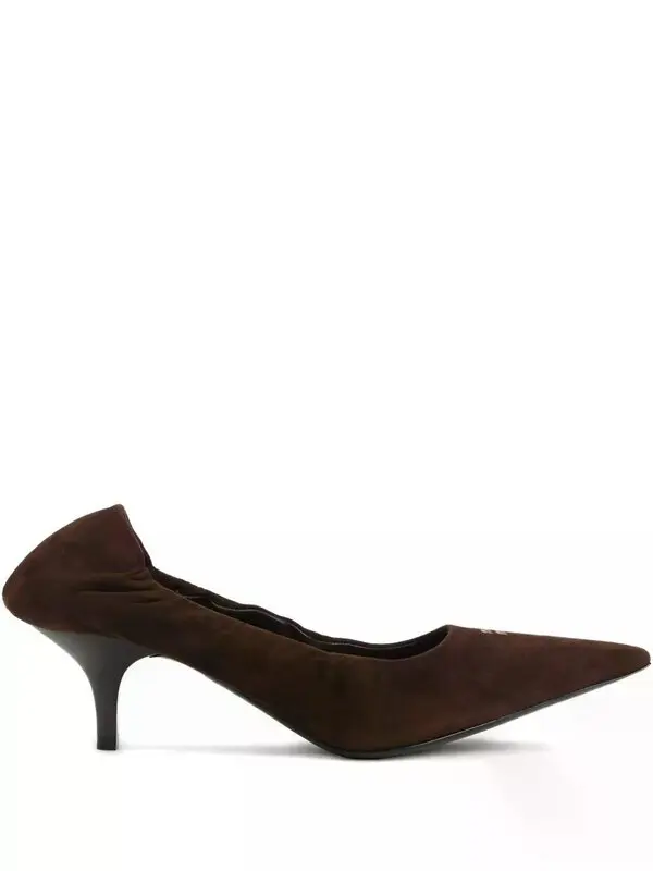 Miu Miu 55mm Ruches Kitten-heel Pointed-toe Pumps - Brown