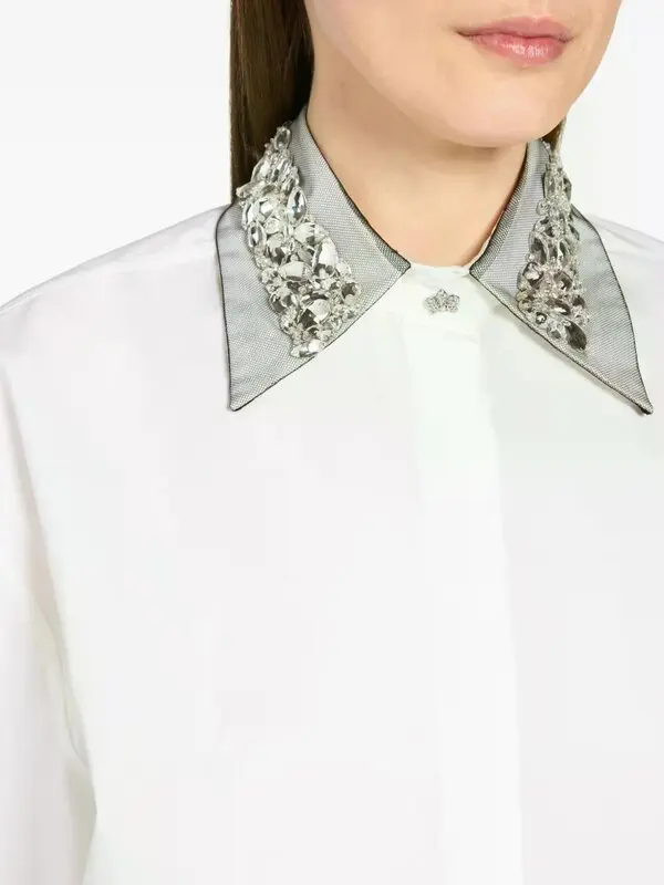 GENNY Crystal-embellished Collar Shirt