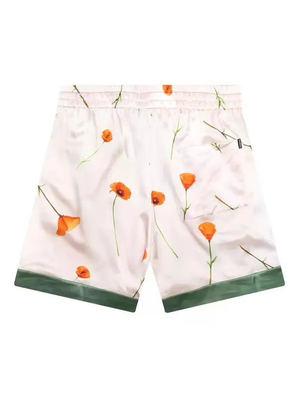 NAHMIAS Poppy-print Silk Shorts