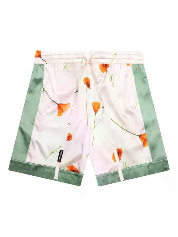 NAHMIAS Poppy-print Silk Shorts