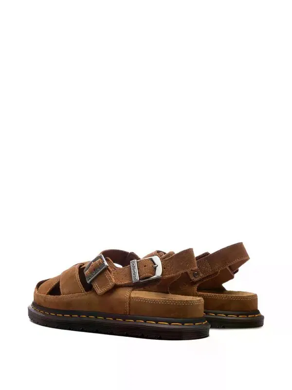 Dr. Martens Buckle-detail Suede Flat Mules - Brown