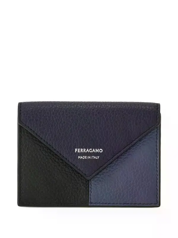 FERRAGAMO Colourblock Leather Card Holder - Blue