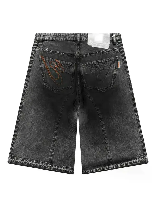 PDF Pleated-panel Denim Shorts
