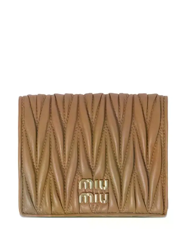 Miu Miu Small Matelassé Nappa Leather Wallet - Brown