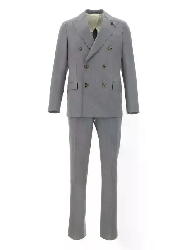 LARDINI Double-breasted Peak Lapel Suit - Grey