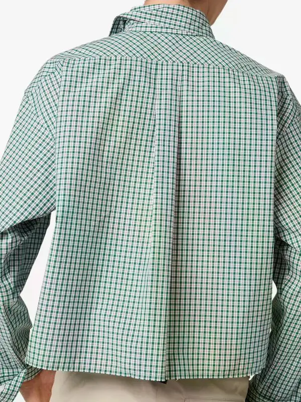 Miu Miu Cropped Gingham Check Shirt - Green