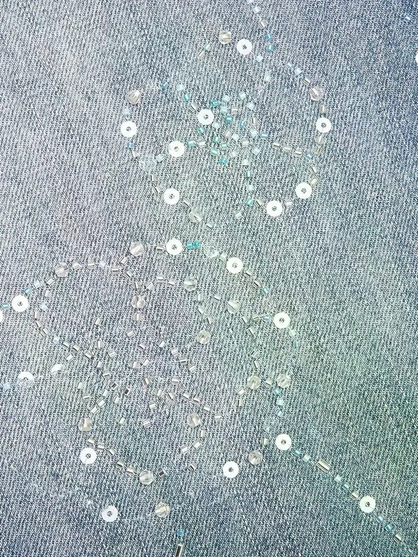 NAHMIAS Beaded Floral Embroidered Jeans