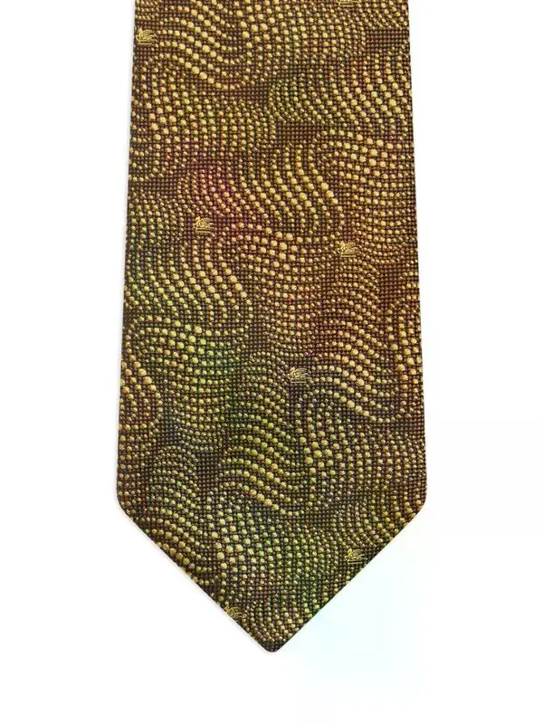 Etro Wave-pattern Silk Tie - Yellow