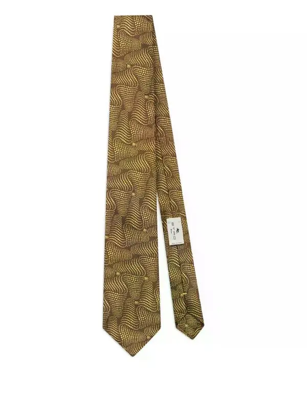 Etro Wave-pattern Silk Tie - Yellow