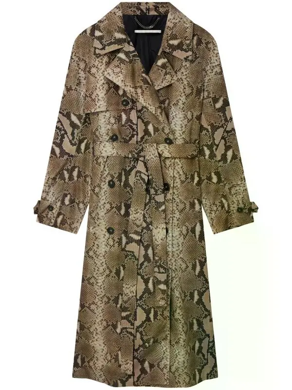 Stella McCartney Python-print Belted Trench Coat