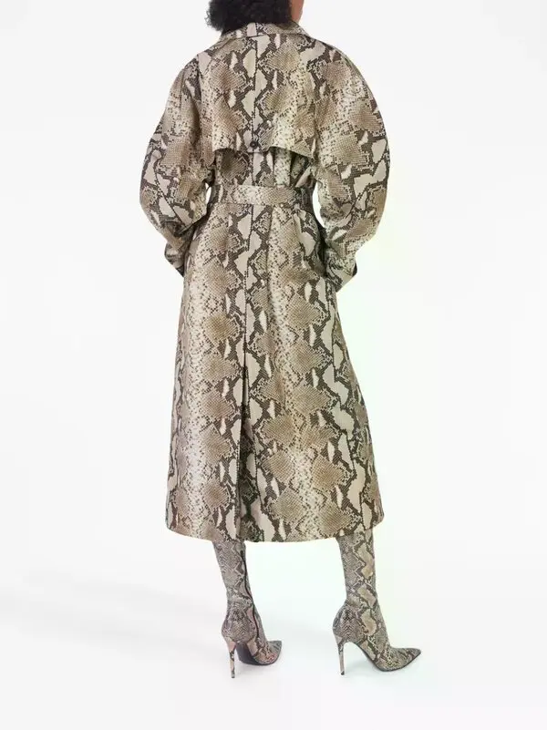 Stella McCartney Python-print Belted Trench Coat