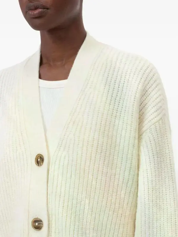Closed V-neck Ribbed Cardigan