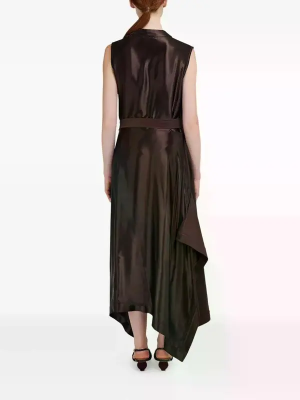 FERRAGAMO Cowl-neck Satin-paneled Dress - Brown