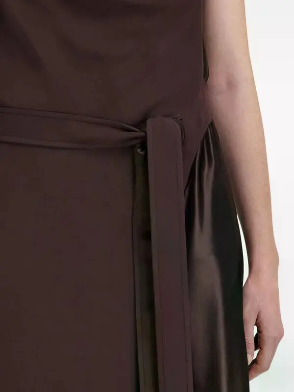 FERRAGAMO Cowl-neck Satin-paneled Dress - Brown