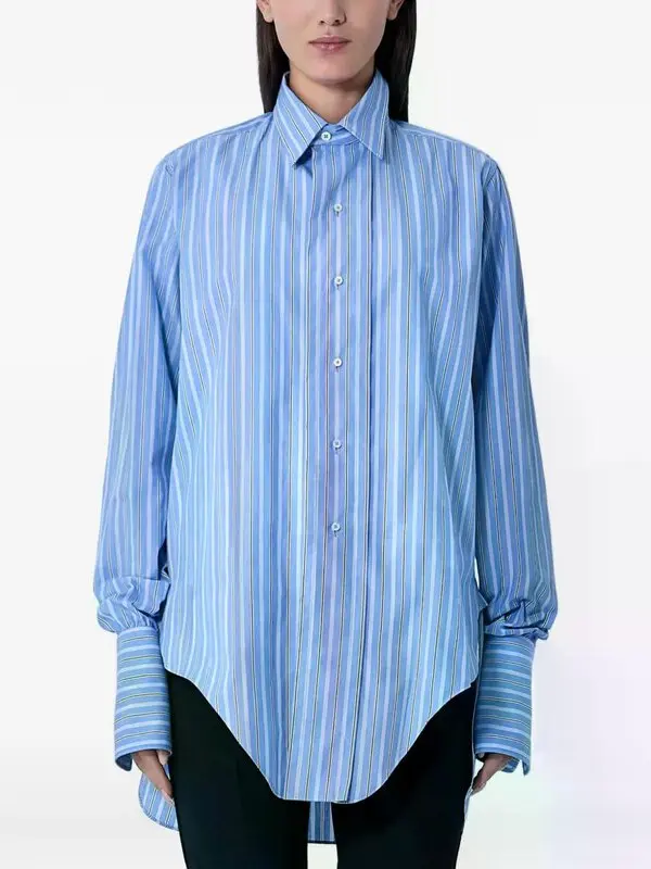 MAISON MARGIELA Striped Long-sleeved Shirt - Blue