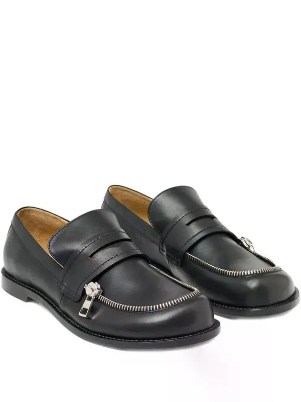 JW Anderson Zip-detail Penny Loafers - Black