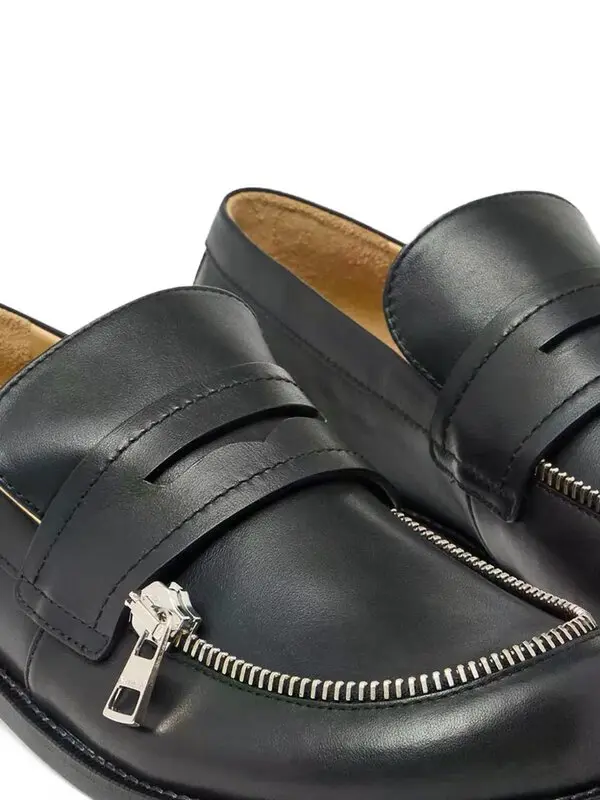 JW Anderson Zip-detail Penny Loafers - Black