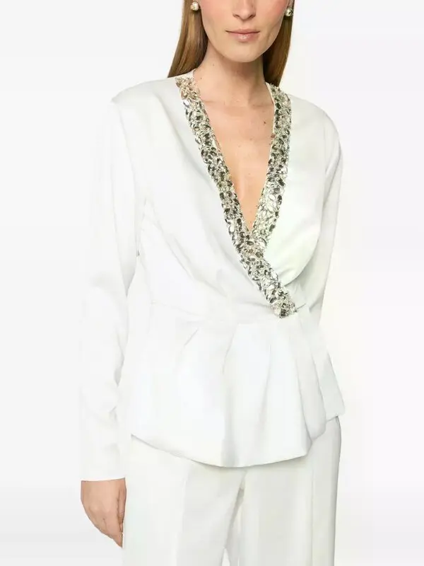 GENNY Crystal-embellished Wrap Blouse