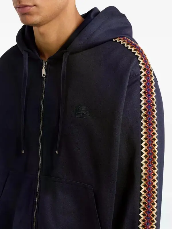 Etro Pegaso Embroidered Zip-up Hooded Sweatshirt