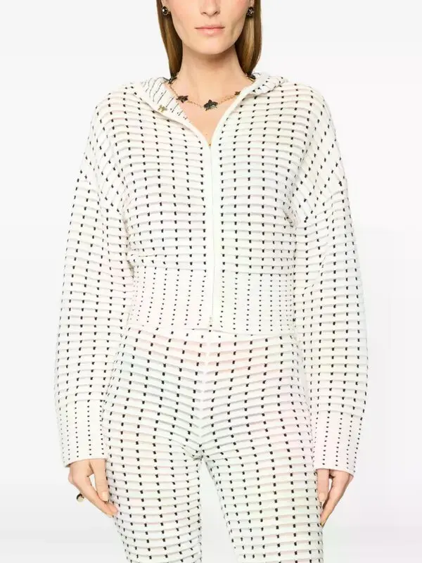 GENNY Hook-front Geometric Pattern Hoodie
