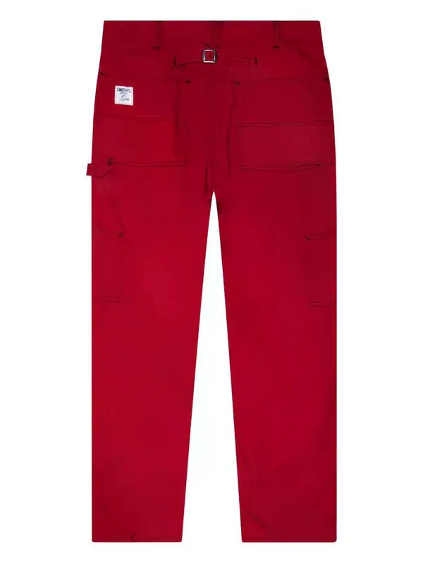 Needles X Smith's Butterfly-embroidered Buckle Trousers - Red