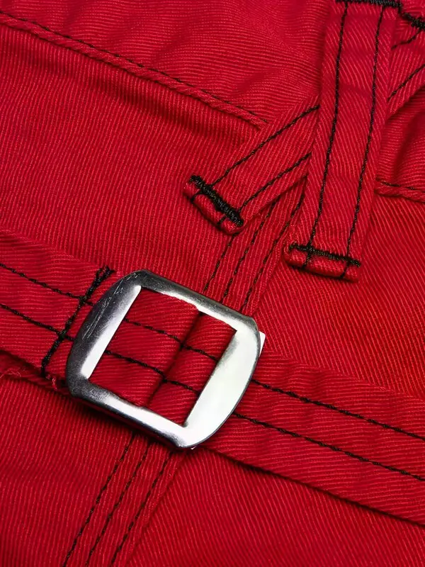 Needles X Smith's Butterfly-embroidered Buckle Trousers - Red