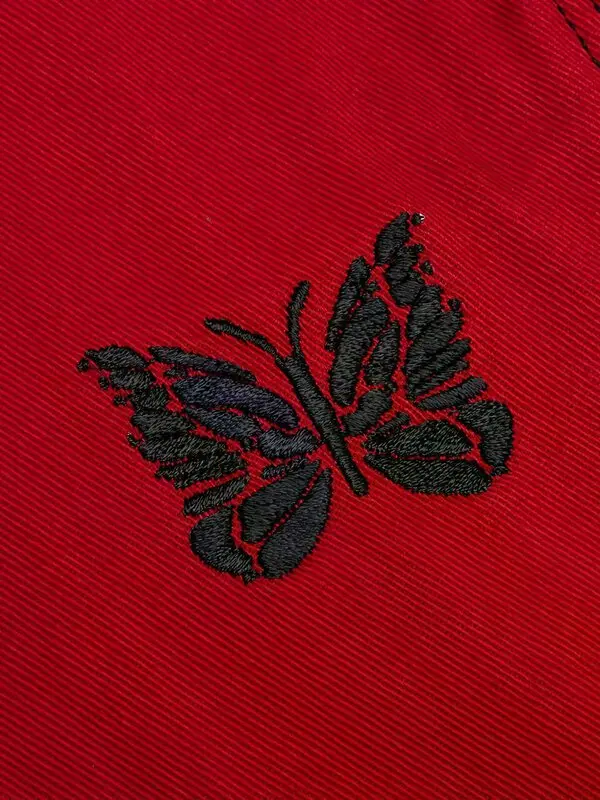 Needles X Smith's Butterfly-embroidered Buckle Trousers - Red
