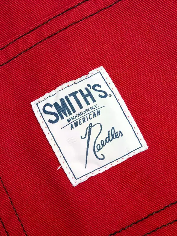 Needles X Smith's Butterfly-embroidered Buckle Trousers - Red