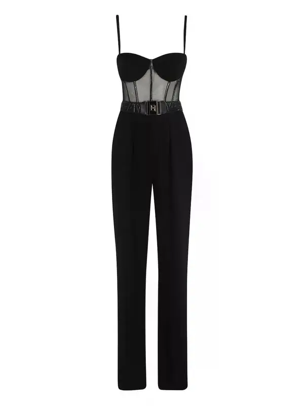 Elisabetta Franchi Bustier-top Belted Jumpsuit - Black