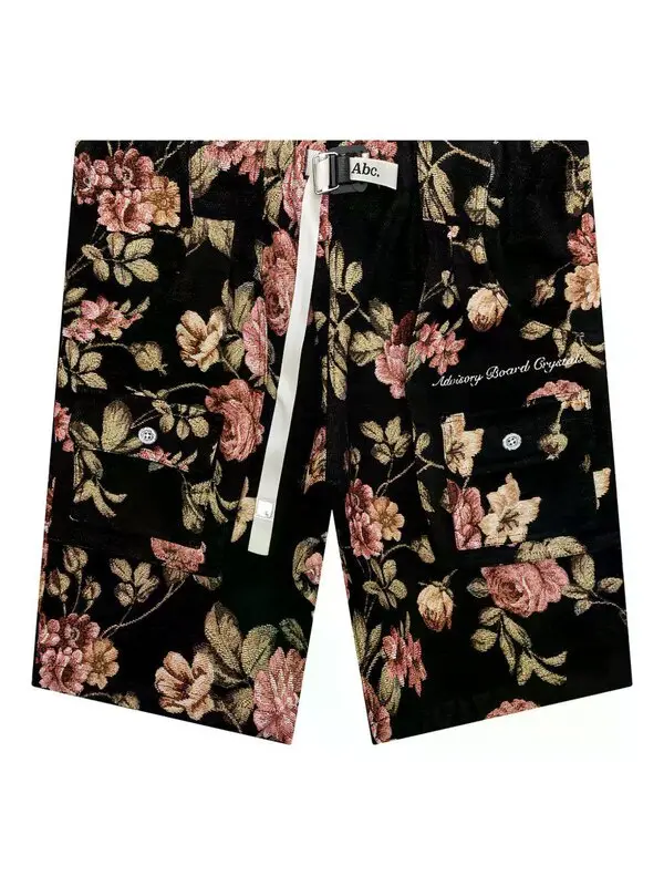ADVISORY BOARD CRYSTALS Floral-jacquard Waterproof Shorts - Black