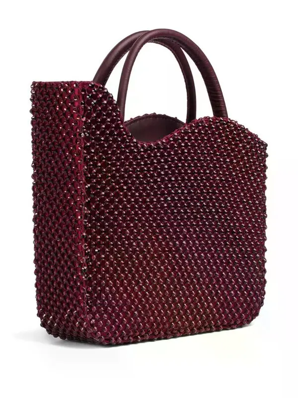LE SILLA Small Ivy Beaded Tote Bag - Red