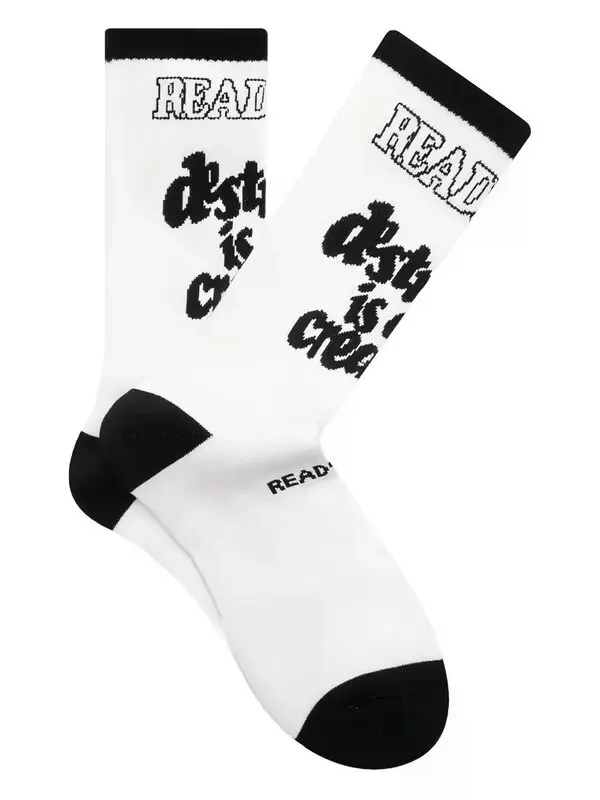 Readymade Destruction-print Crew Socks - White