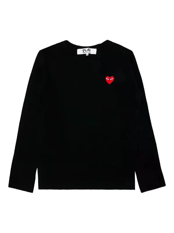Play Comme Des Garcon Heart-patch Crew-neck Sweater - Black