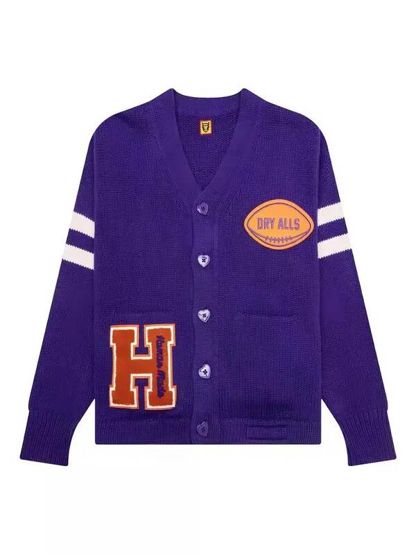 HUMAN MADE Rugby-patch Heart-button Cardigan - Purple