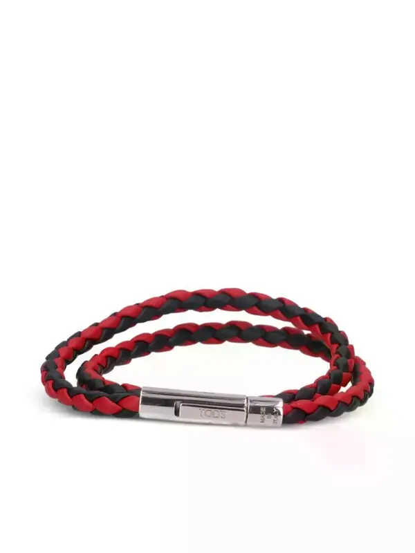 TOD'S Braided Leather Bracelet - Red