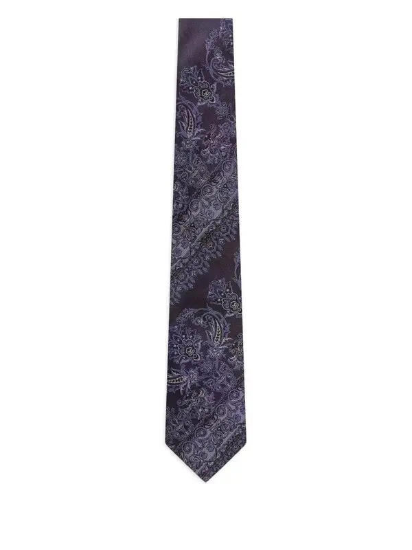 Etro Paisley Embroidered Neck Tie - Blue