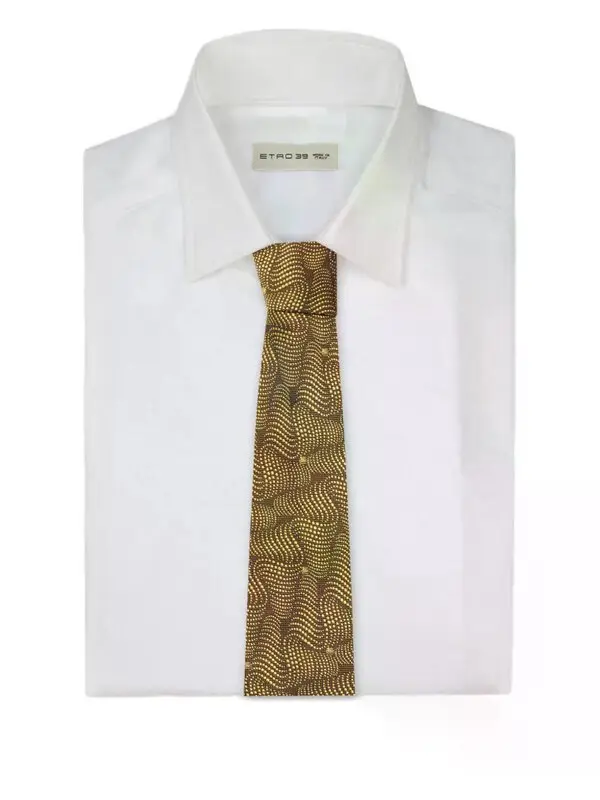 Etro Wave-pattern Silk Tie - Yellow