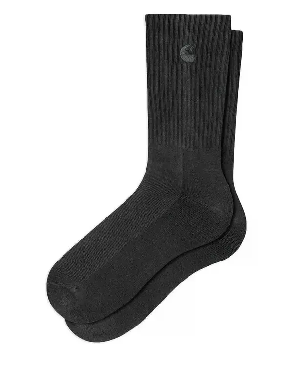 Carhartt Work In Progress Logo-embroidered Ribbed Socks - Black