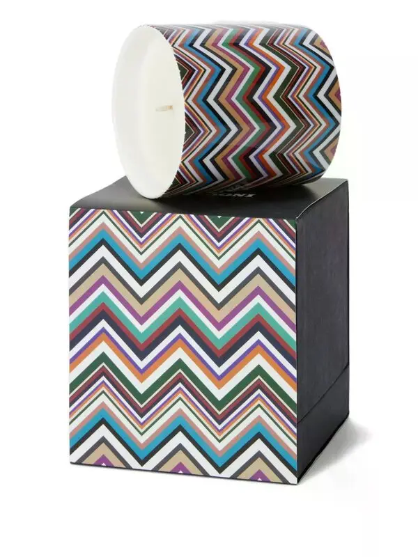 Missoni Zigzag-print Candle - Blue